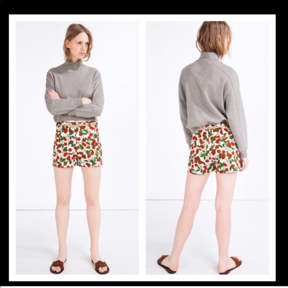 Zara | Shorts | Zara High Waisted Cherry Shorts Fitted Retro S | Poshmark